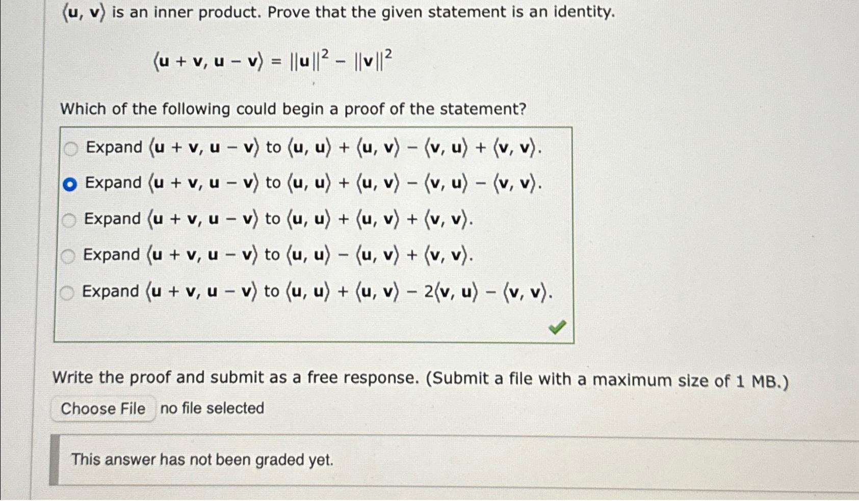 Solved (:u,v:) ﻿is an inner product. Prove that the given | Chegg.com