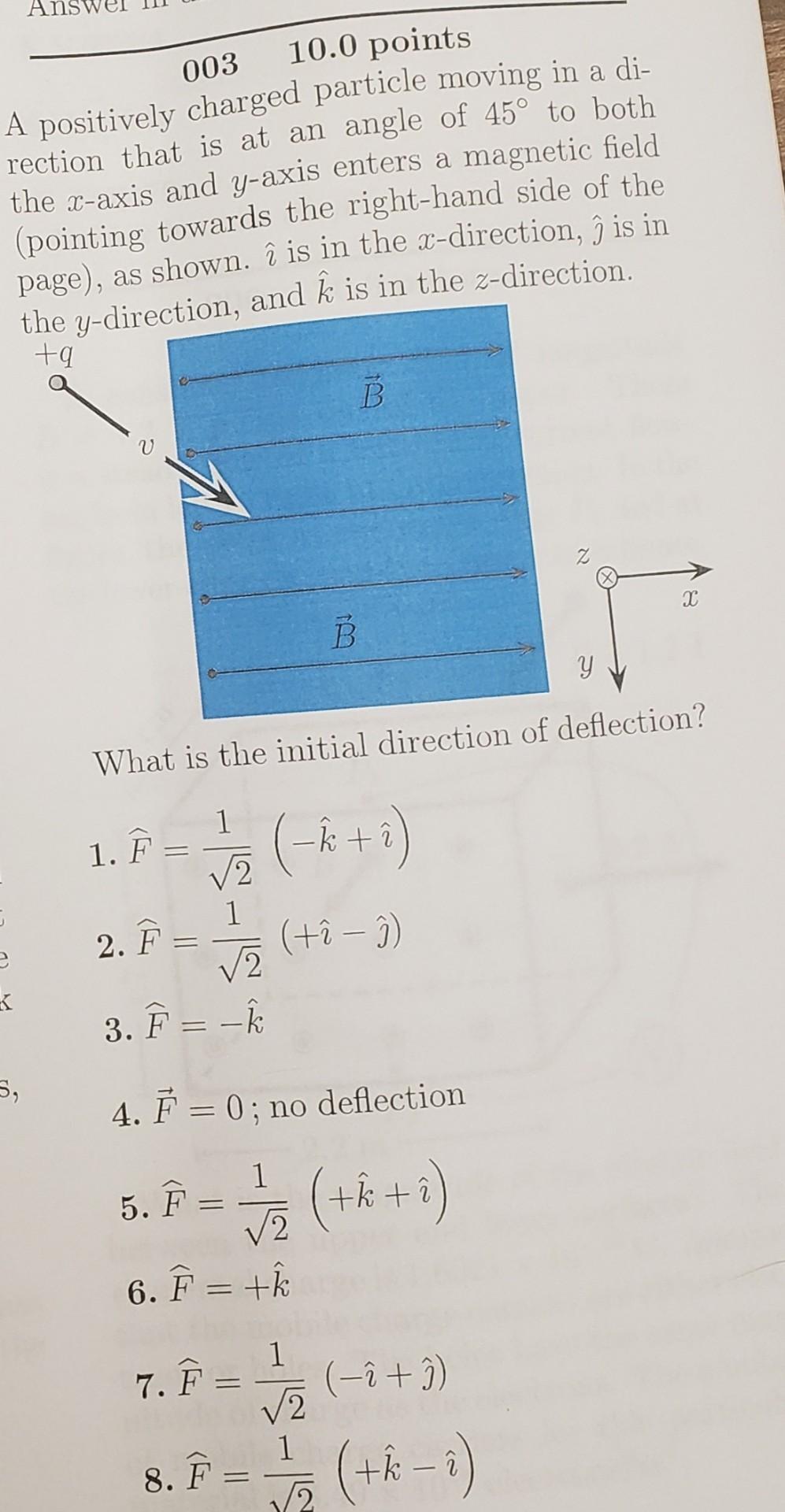 Solved 00310.0 points A positively charged particle moving | Chegg.com