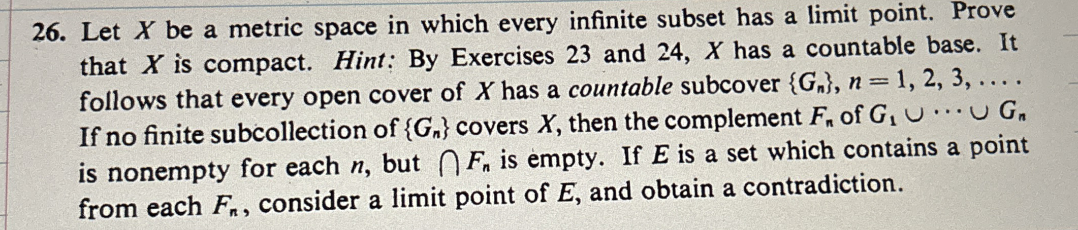 Solved Let x ﻿be a metric space in which every infinite | Chegg.com