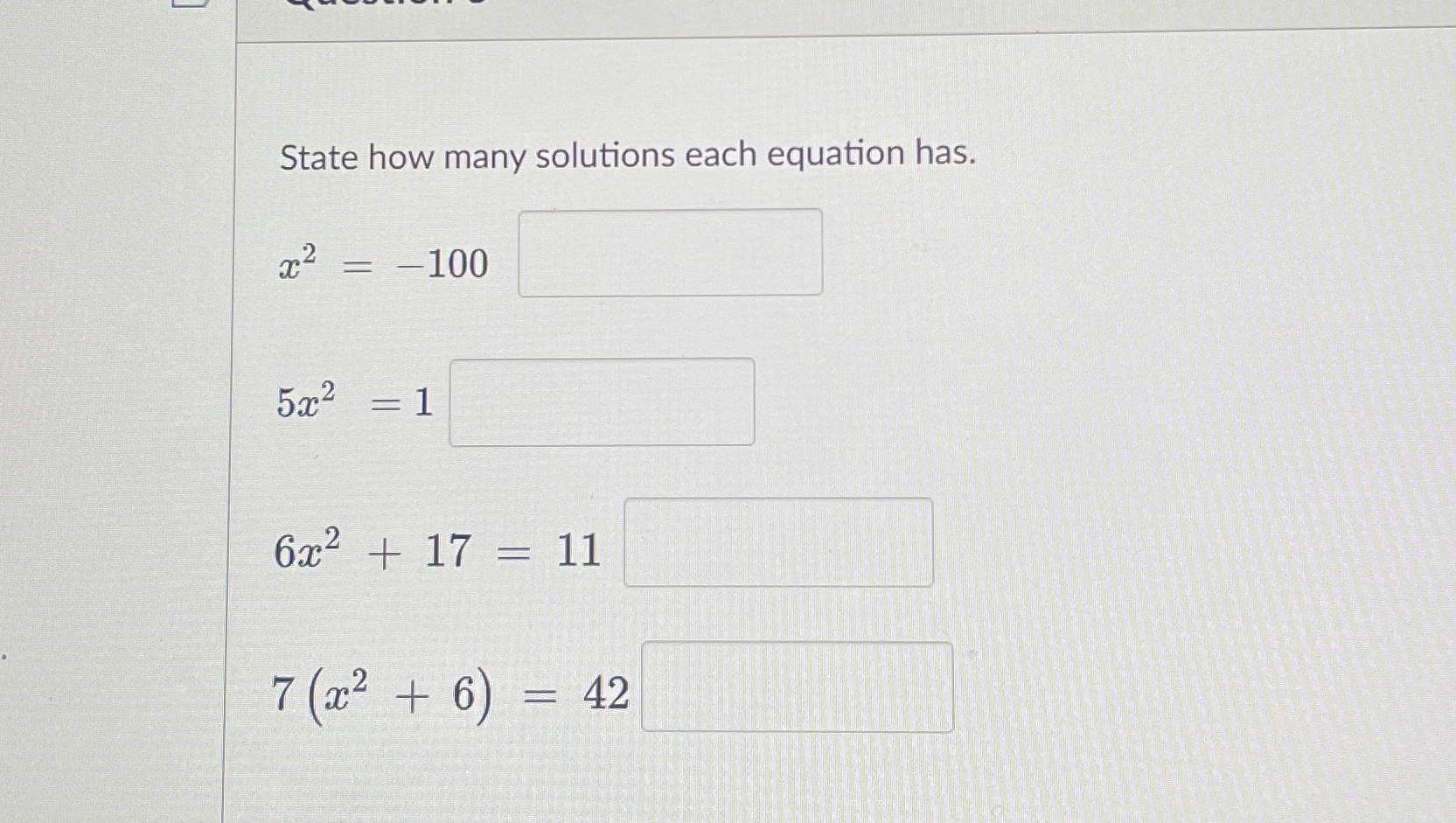 Solved State how many solutions each equation | Chegg.com