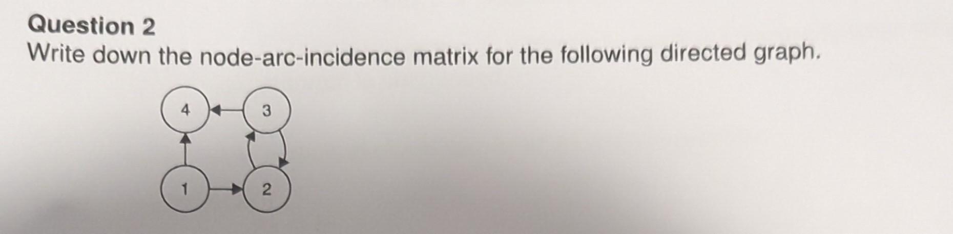 Solved Question 2 Write down the node-arc-incidence matrix | Chegg.com