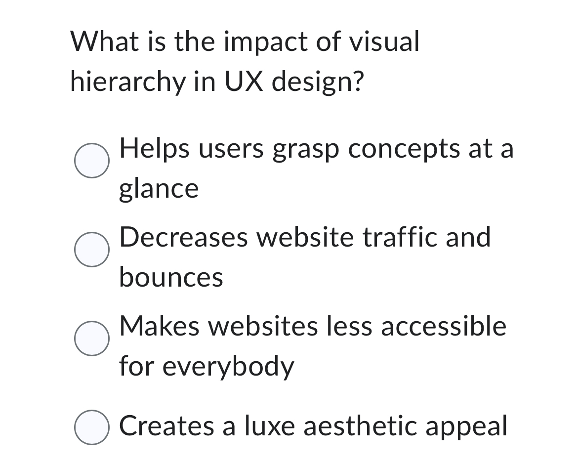 Solved What is the impact of visual hierarchy in UX | Chegg.com