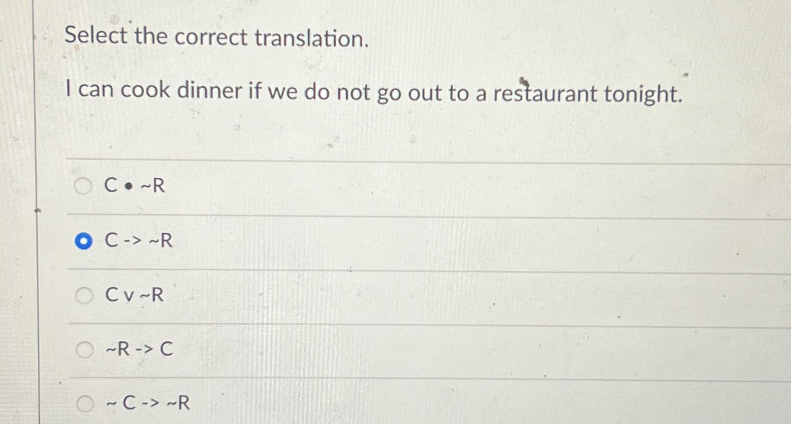 Solved Select the correct translation.I can cook dinner if | Chegg.com