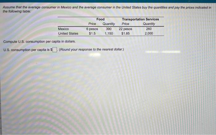 Solved Assume that the average consumer in Mexico and the | Chegg.com