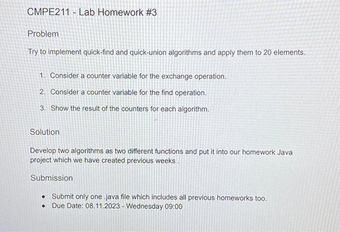 Solved Problem Try to implement quick-find and quick-union | Chegg.com