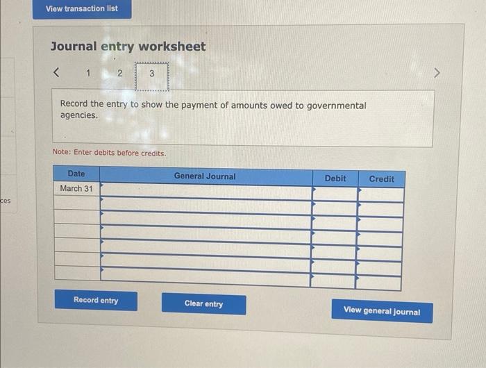 Solved Journal entry worksheet Record the payroll for | Chegg.com
