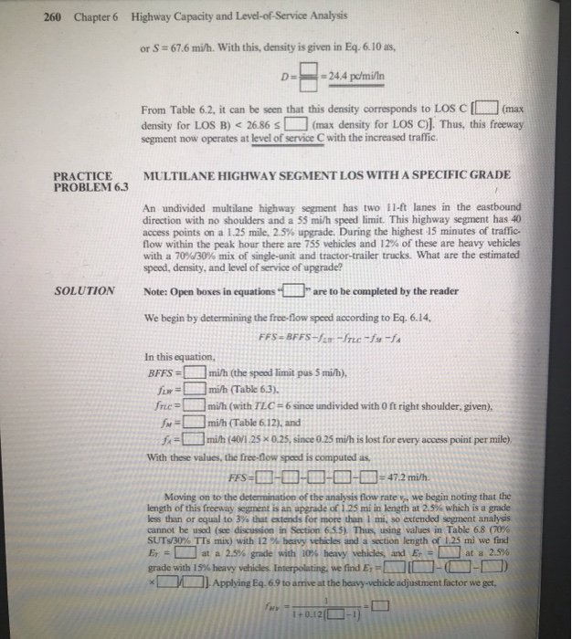 Solved 258 Chapter 6 Highway Capacity and Level-of-Service | Chegg.com