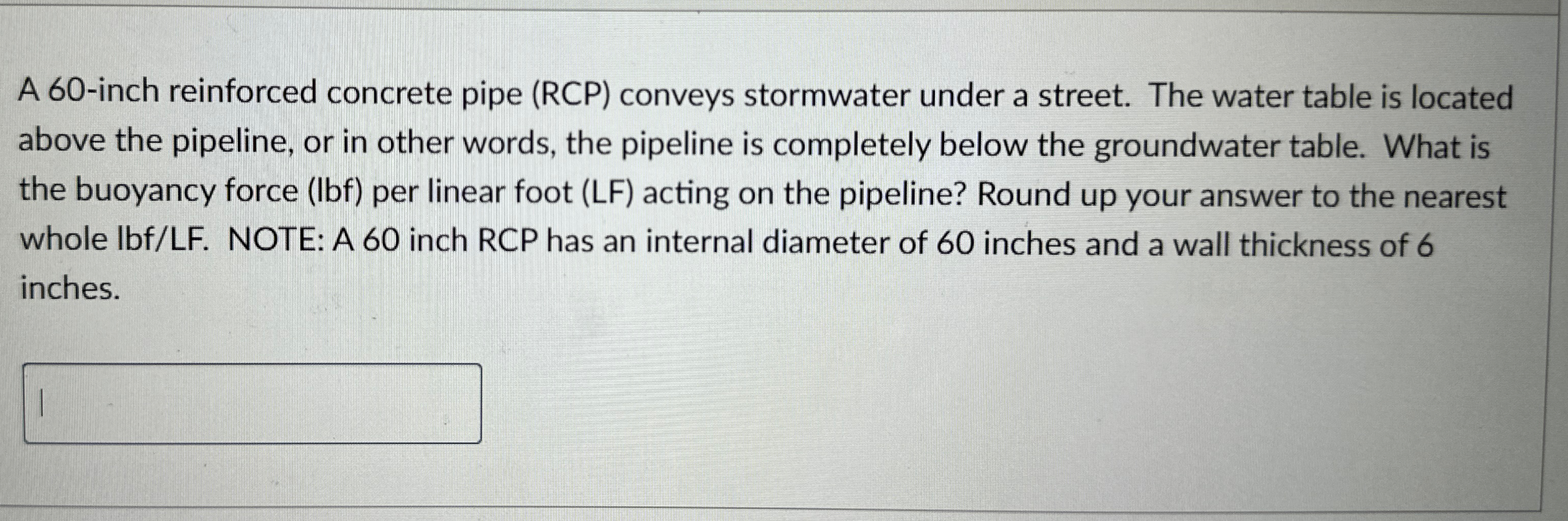 Solved A 60 -inch reinforced concrete pipe (RCP) ﻿conveys | Chegg.com