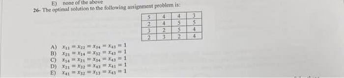 Solved E) none of the above 26- The optimal solution to the | Chegg.com