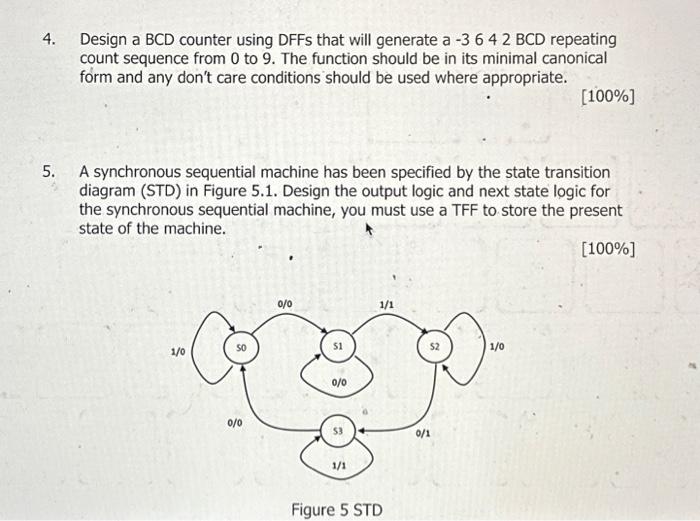 Solved 4. Design a BCD counter using DFFs that will generate | Chegg.com
