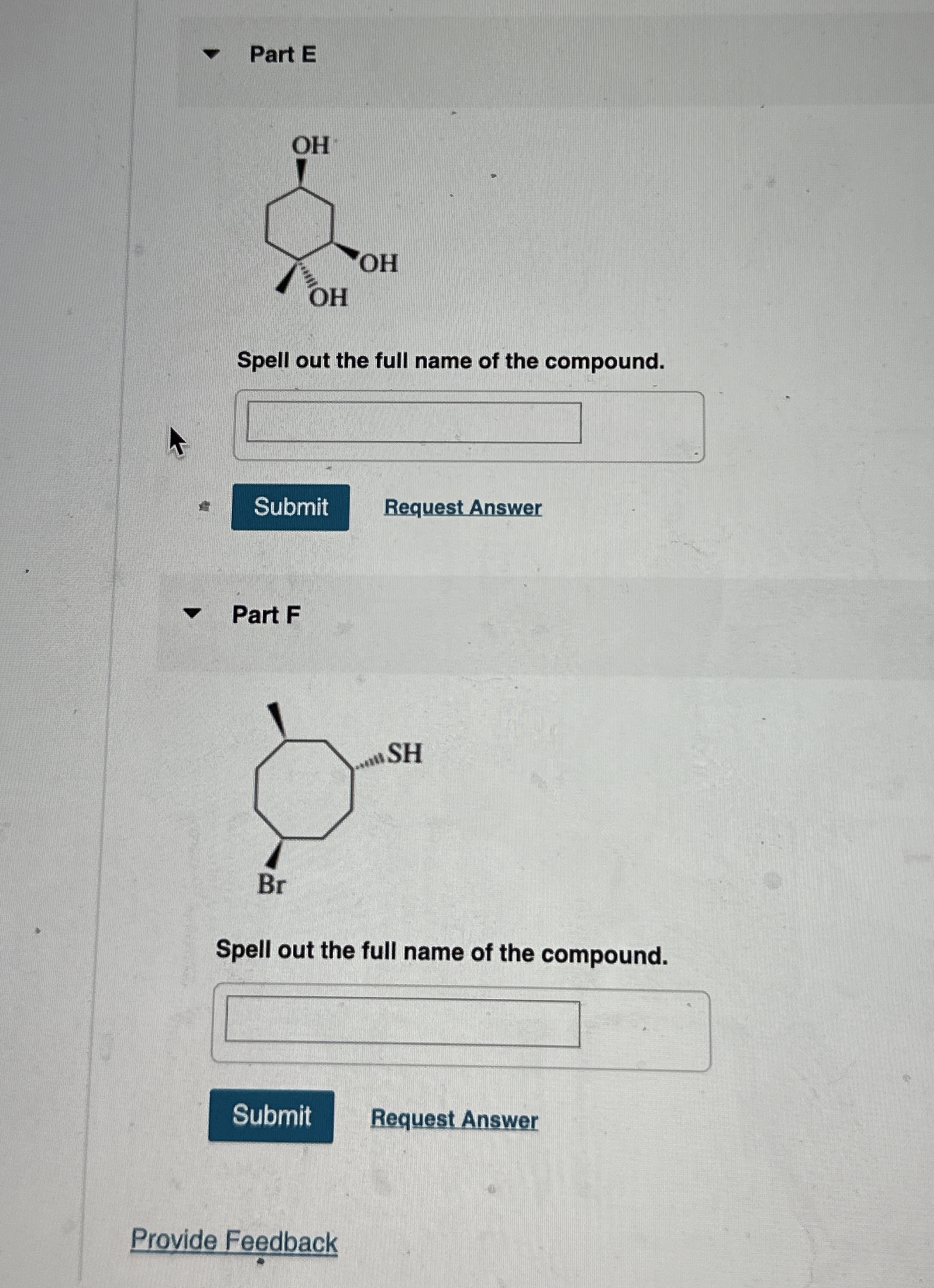 Solved Part ESpell out the full name of the compound. | Chegg.com