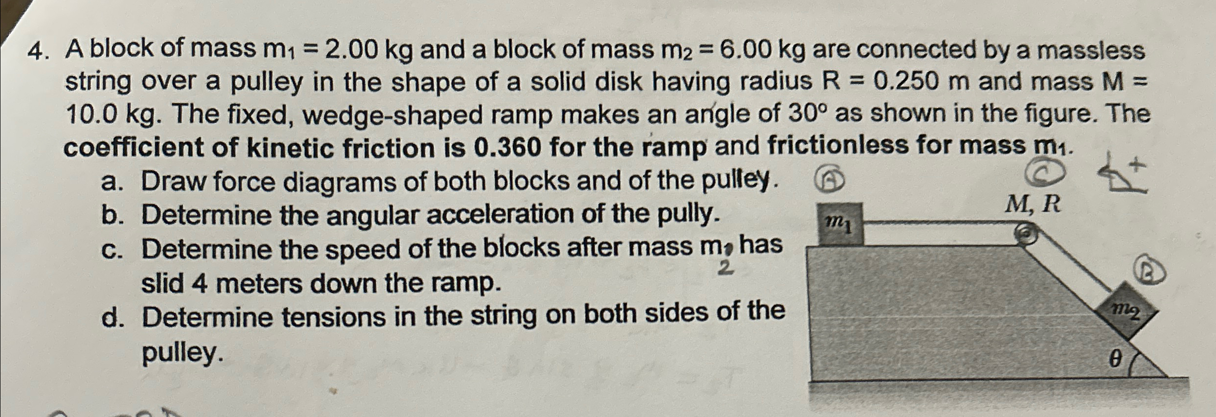 Solved A block of mass m1=2.00kg ﻿and a block of mass | Chegg.com