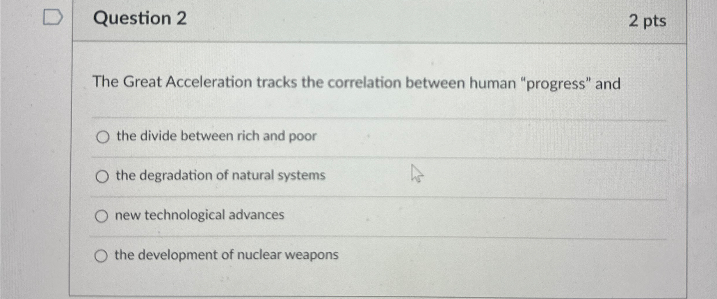 Solved Question 22 ﻿ptsThe Great Acceleration tracks the | Chegg.com