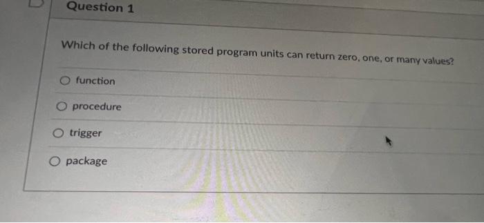 Solved Which of the following stored program units can | Chegg.com
