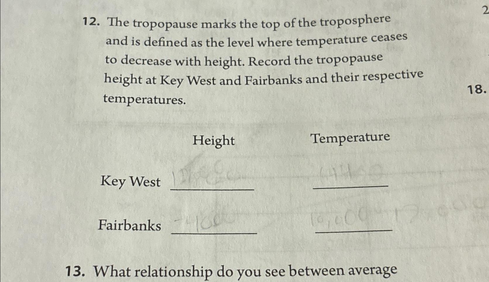Solved The tropopause marks the top of the troposphere and | Chegg.com