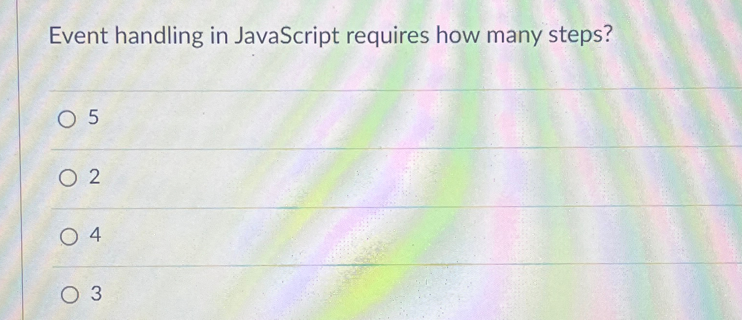 Solved Event handling in JavaScript requires how many | Chegg.com