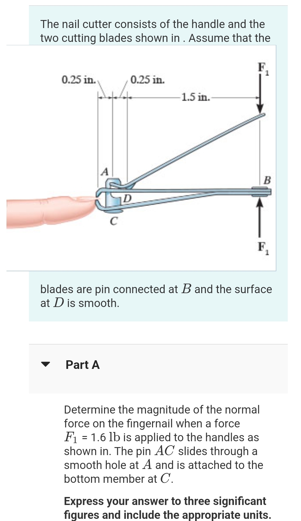 Solved The nail cutter consists of the handle and the two | Chegg.com