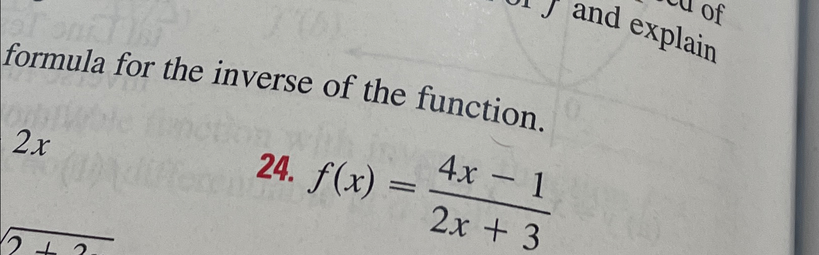 Solved formula for the inverse of the | Chegg.com