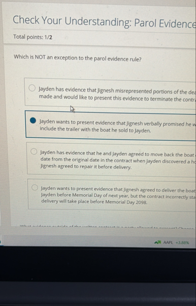 Solved Check Your Understanding: Parol EvidenceTotal points: | Chegg.com