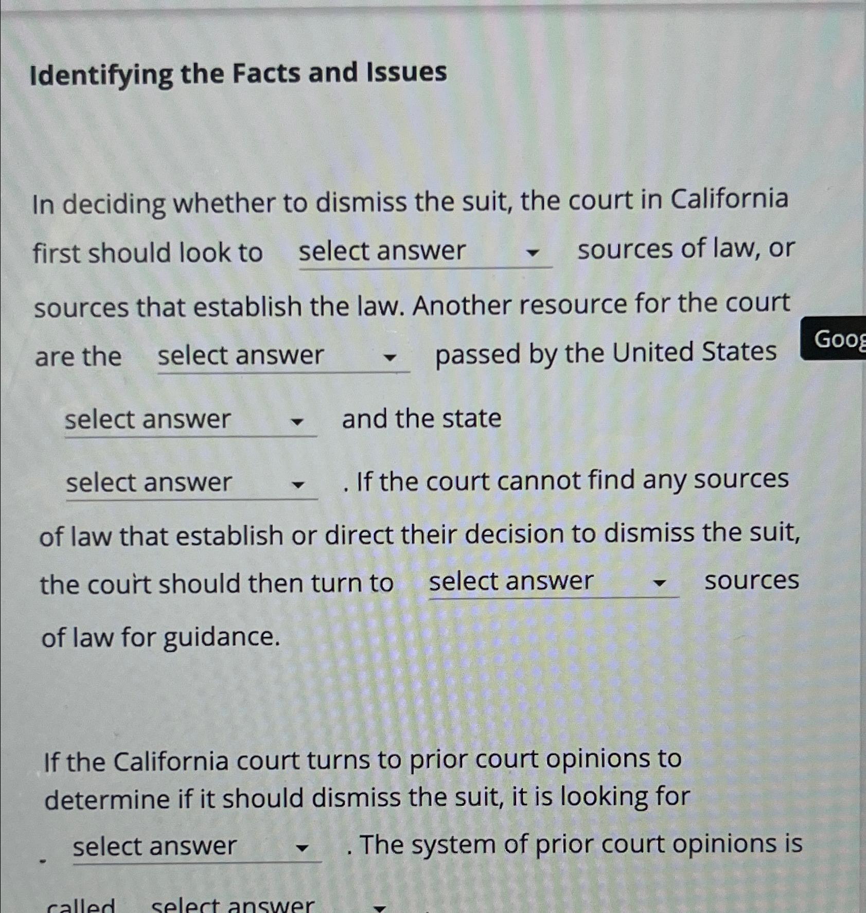 Solved Identifying the Facts and IssuesIn deciding whether | Chegg.com