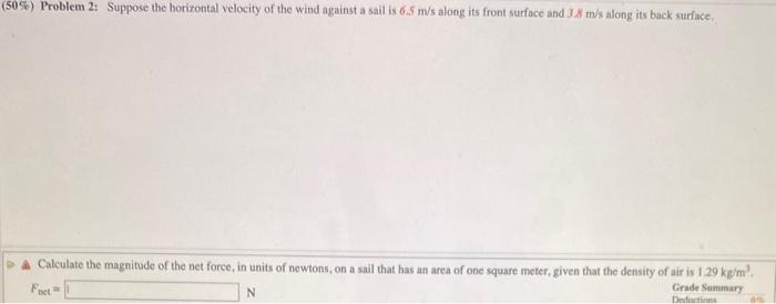 Solved 50\%) Problem 2: Suppose the horizontal velocity of | Chegg.com
