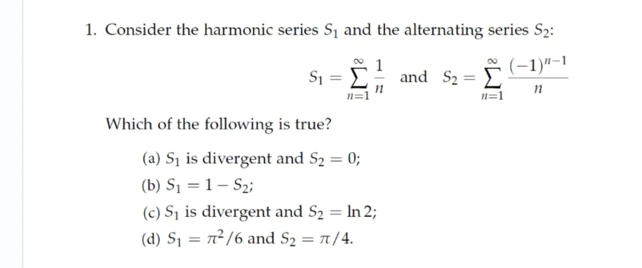 Solved Please solve and explain:Consider the harmonic series | Chegg.com