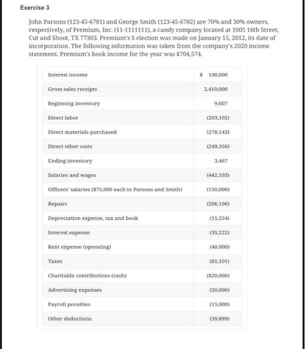Solved John Parsons (123-45-6781) and George Smith | Chegg.com
