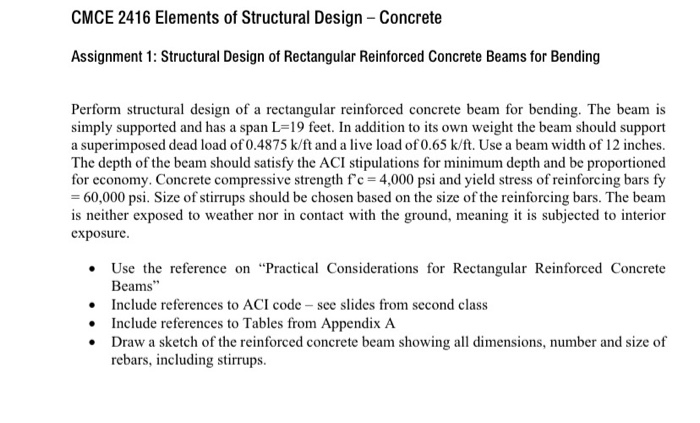 Solved CMCE 2416 Elements of Structural Design - Concrete | Chegg.com