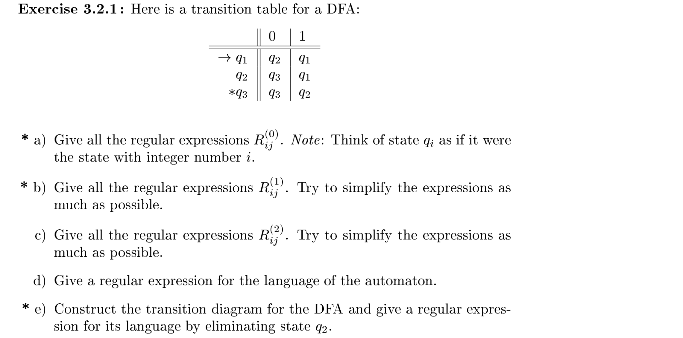 Solved Exercise 3.2.1: Here is a transition table for a | Chegg.com