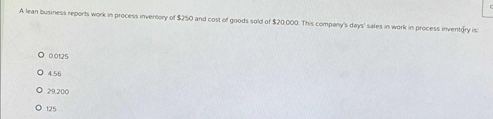 Solved A lean business reports work in process inventory of | Chegg.com