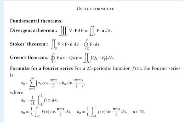 Solved USEFUL FORMULAE V.FV = SF.nds. F.dr. Fundamental | Chegg.com