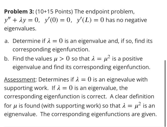 Solved = Problem 3: (10+15 Points) The endpoint problem, y" | Chegg.com