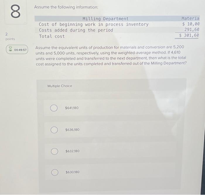 Solved Assume the following information: Using the | Chegg.com