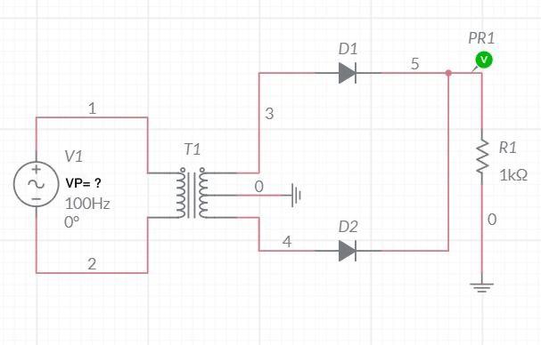 Solved Using a full wave rectifier with 2 diodes, design a | Chegg.com