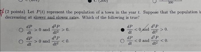 Solved (2 points) Let P(t) represent the population of a | Chegg.com