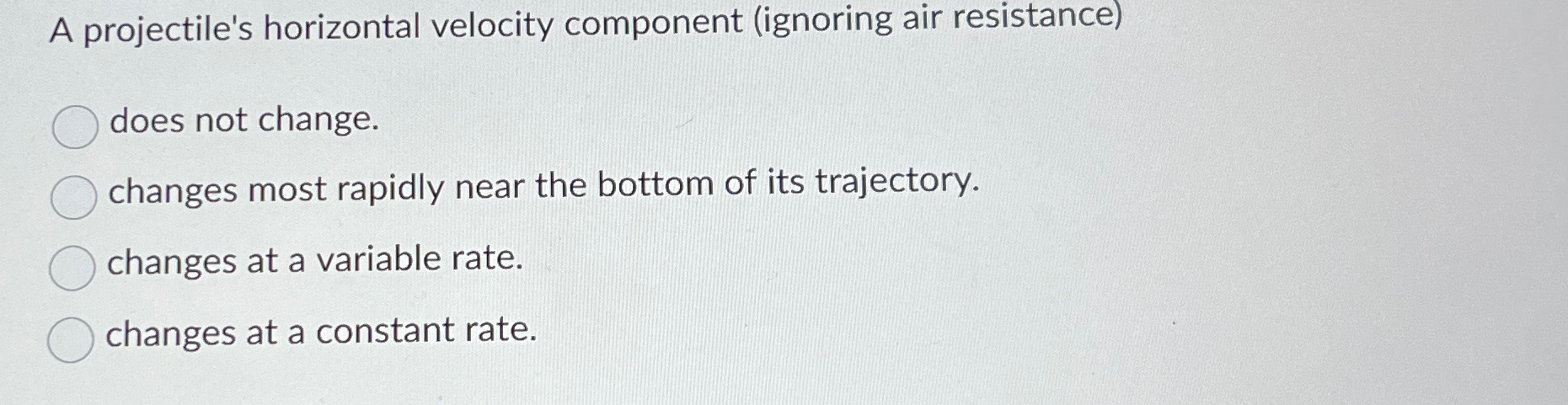 Solved A projectile's horizontal velocity component | Chegg.com
