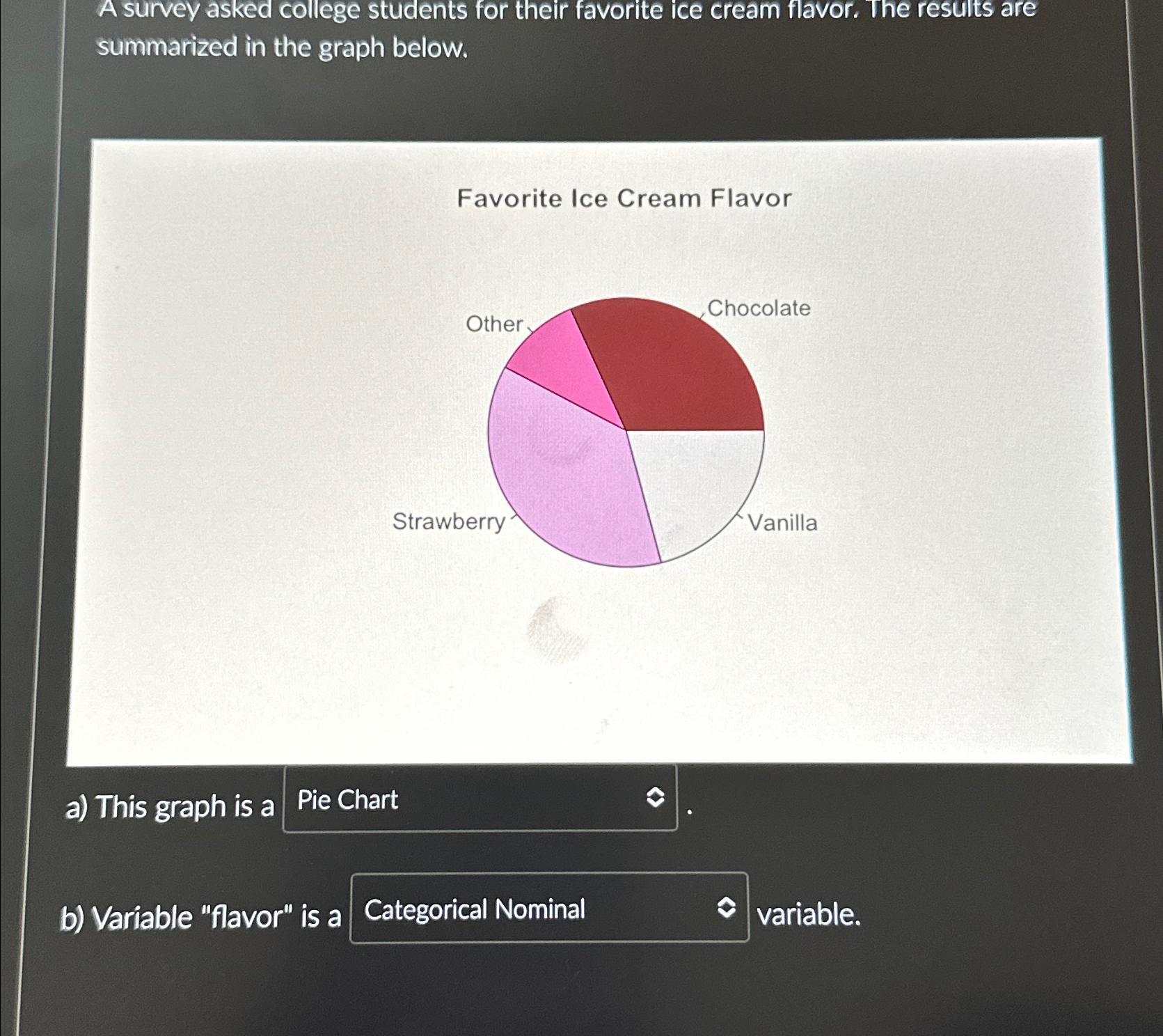Solved A survey asked college students for their favorite | Chegg.com