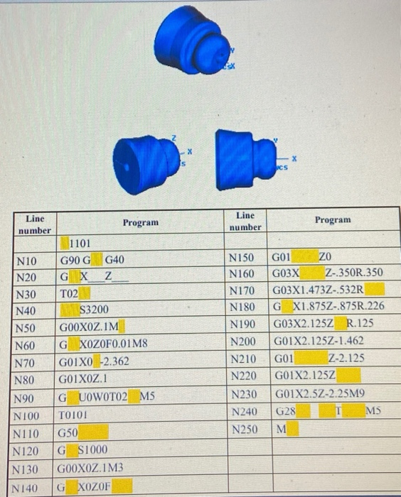 Solved Complete the lathe program by filling in the spaces | Chegg.com