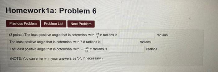 Solved Homework1a: Problem 6 Previous Problem Problem List | Chegg.com