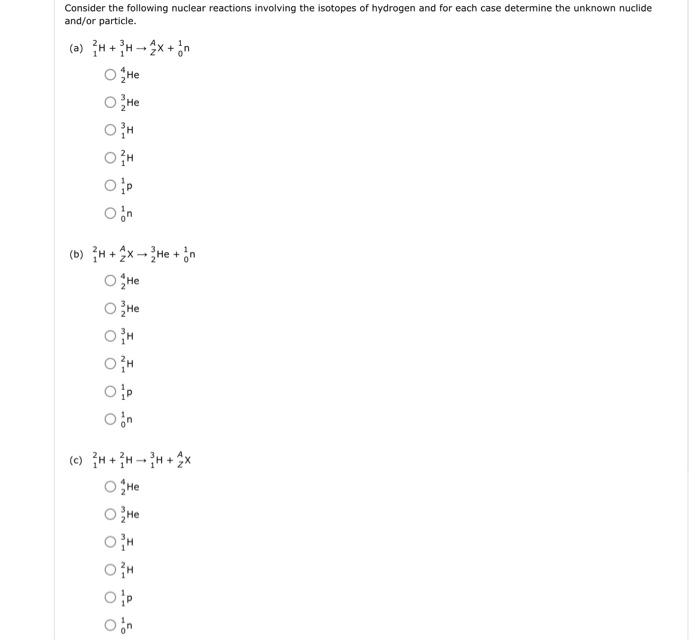 Solved Consider the following nuclear reactions involving | Chegg.com