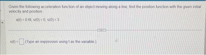 Solved Given The Following Acceleration Function Of An