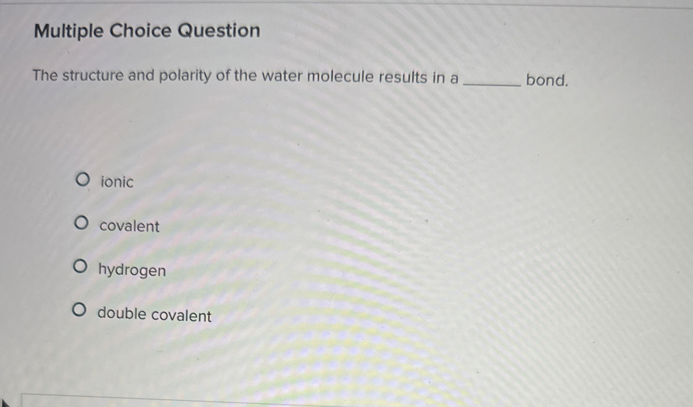 Solved Multiple Choice QuestionThe structure and polarity of | Chegg.com