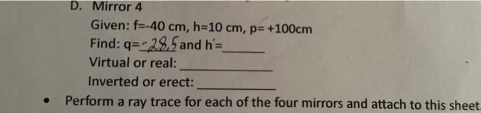 Solved perform a ray trace of the following convex | Chegg.com