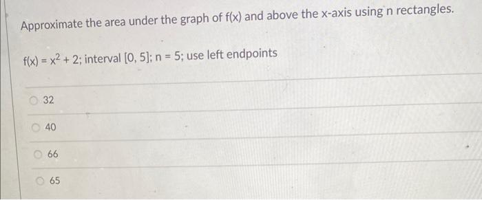 Solved Approximate the area under the graph of f(x) and | Chegg.com