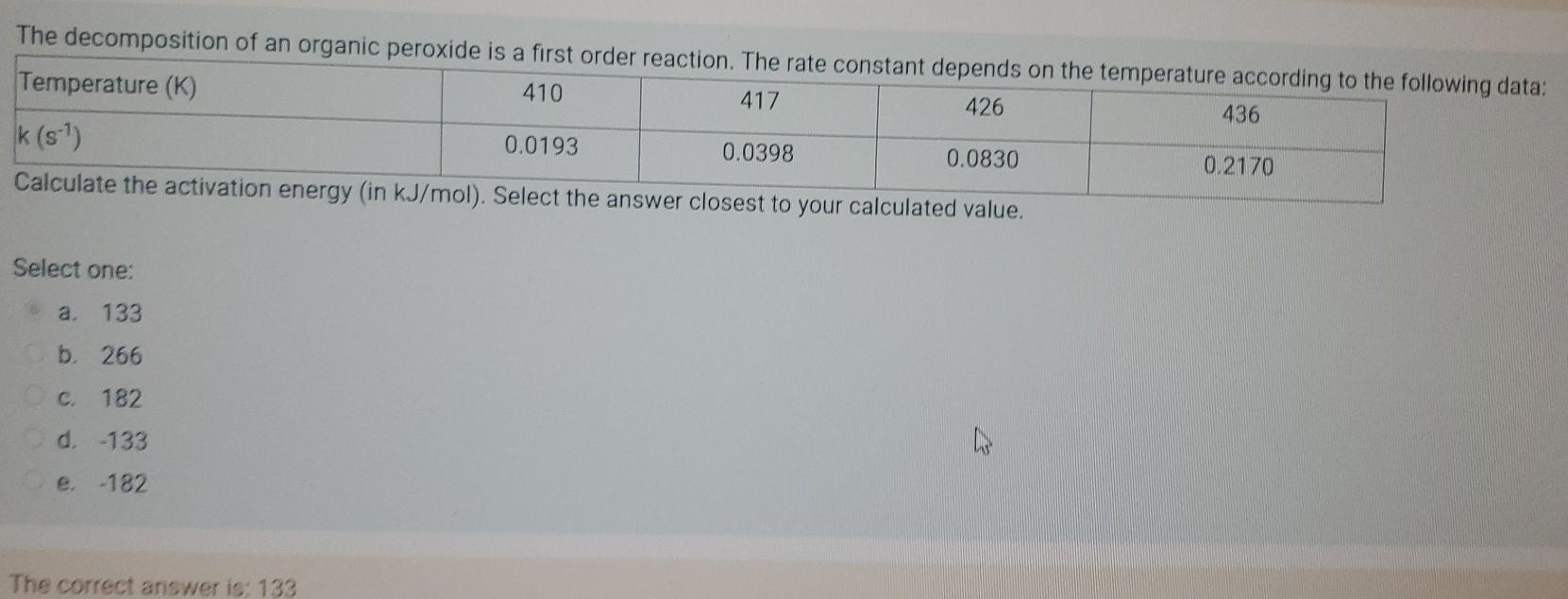 Solved The decomposition of an organic peroxide is a first | Chegg.com