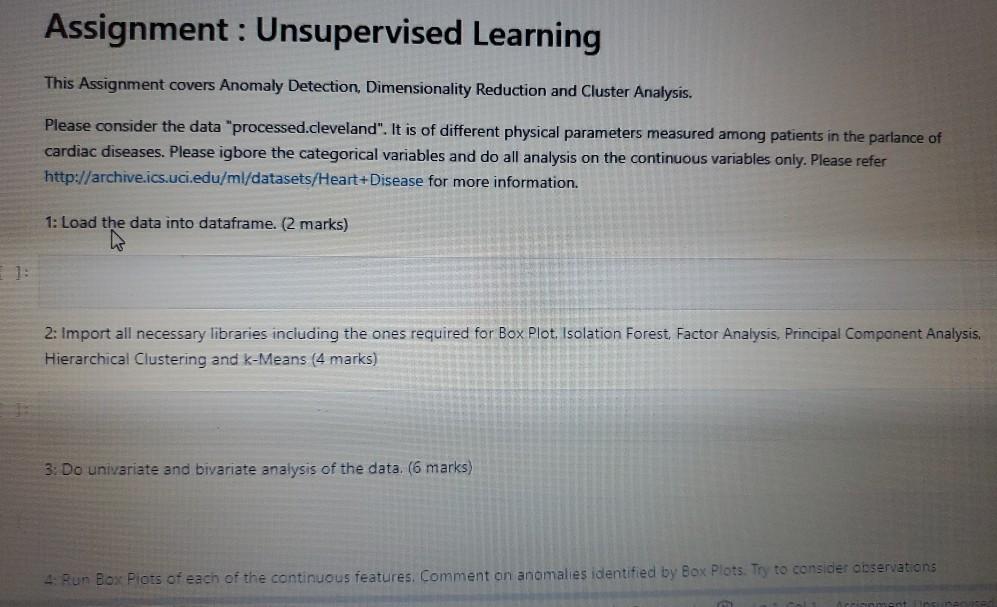 Assignment: Unsupervised Learning This Assignment | Chegg.com