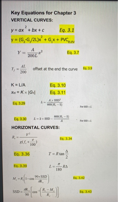 Solved An equal-tangent crest vertical curve connects an | Chegg.com