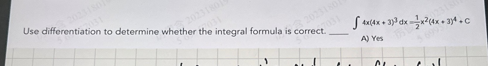 Solved Use differentiation to determine whether the integral | Chegg.com
