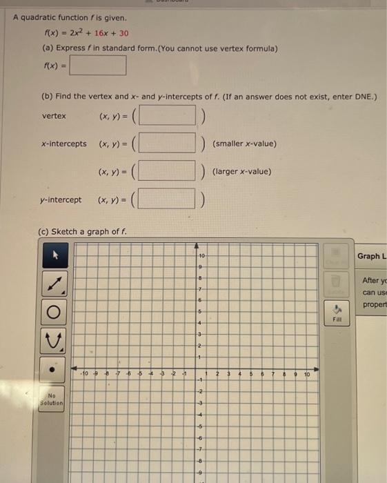 Solved A quadratic function f is given. f(x) = 2x² + 16x + | Chegg.com