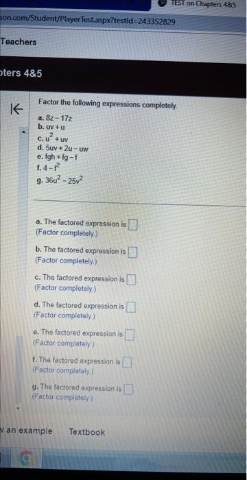 Solved Factor the following expressions completely. a. | Chegg.com